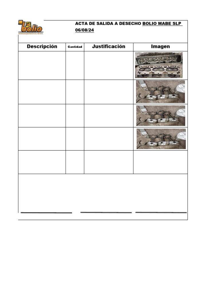 Acta de Salida Bolio Mabe 06-08-2024 | PDF