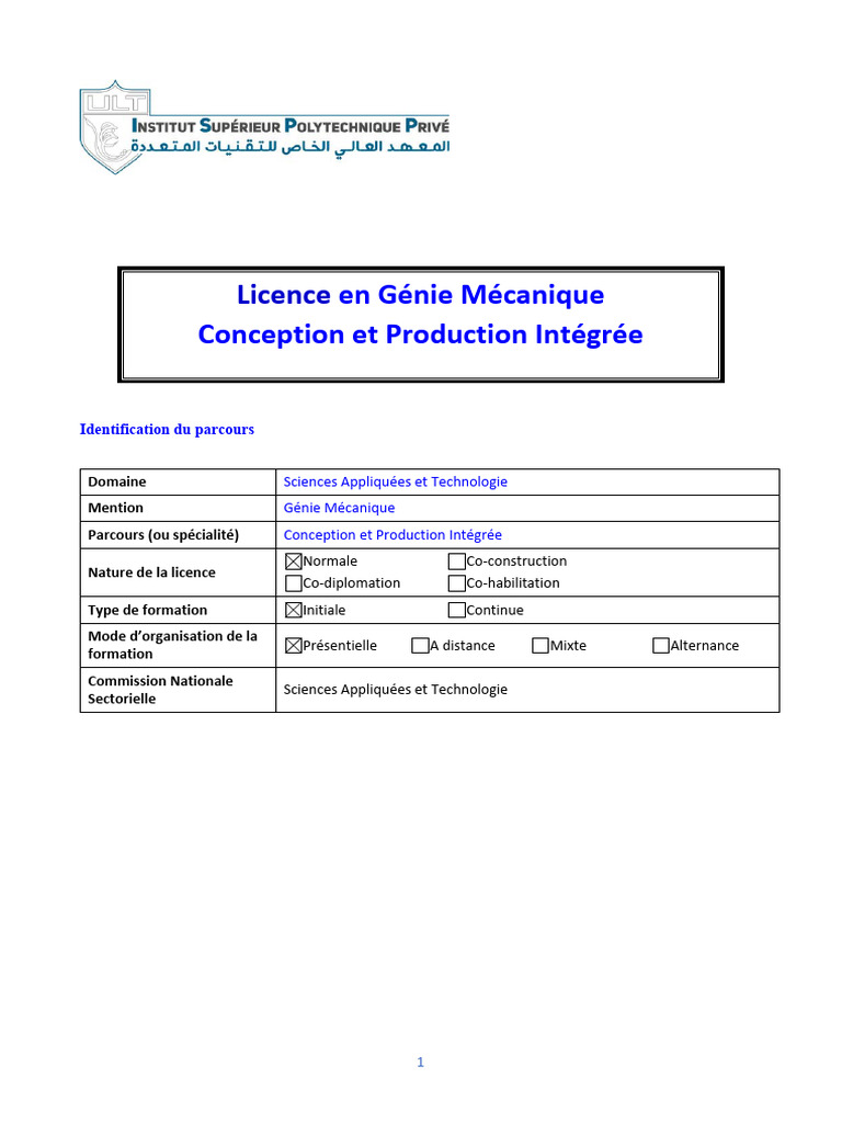 Licence en Génie Mécanique: Conception | PDF | Électronique | Mécatronique