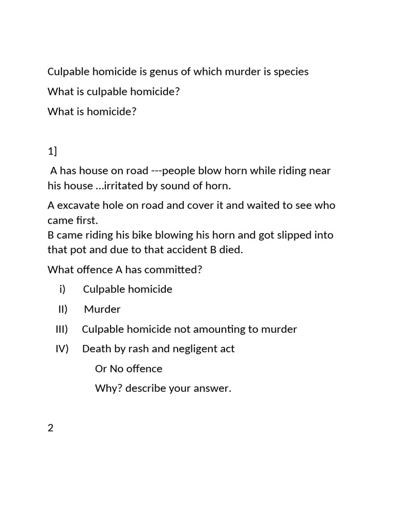 Culpable Homicide vs. Murder Explained | PDF | Murder | Criminal Homicide