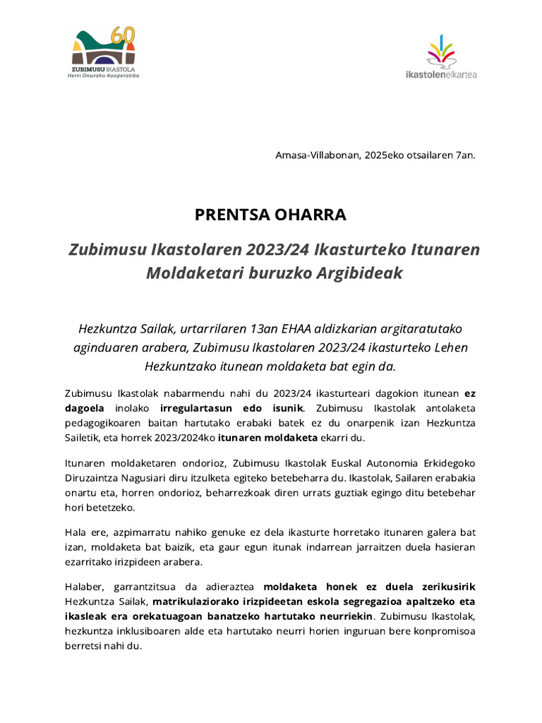 Prentsa Oharra - Eus | PDF