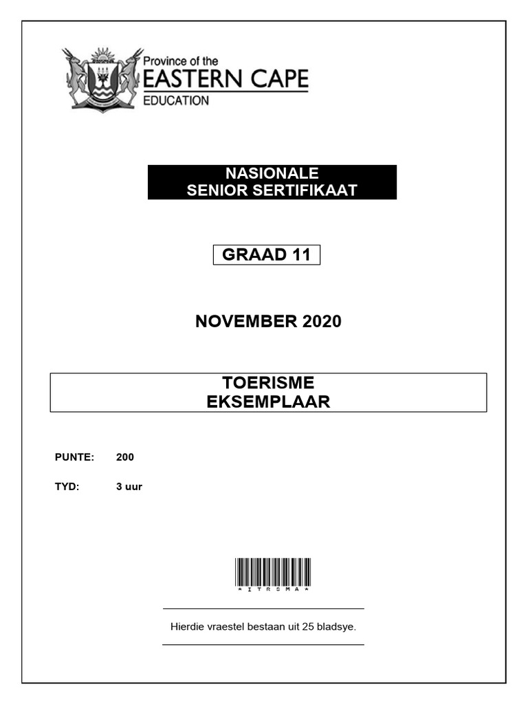 Tourism Gr11 QP Memo Nov2020 Afr D | PDF