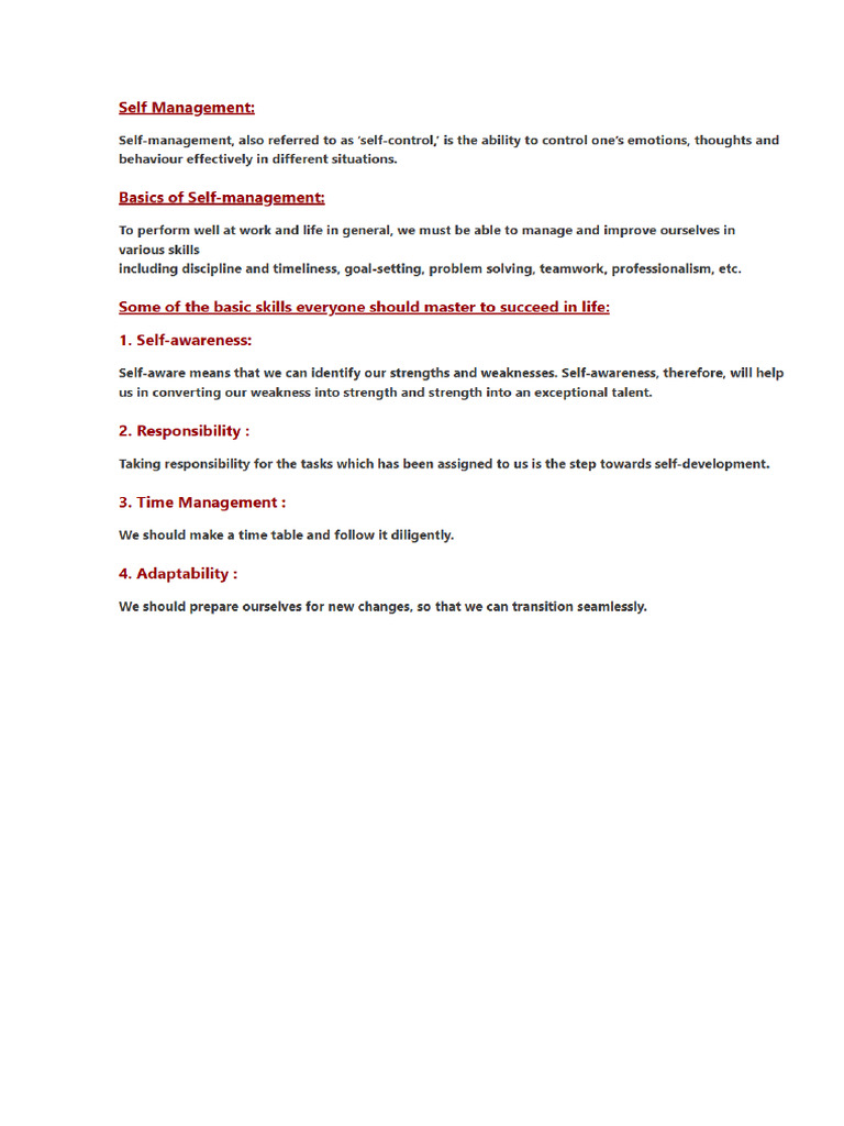 self management | PDF