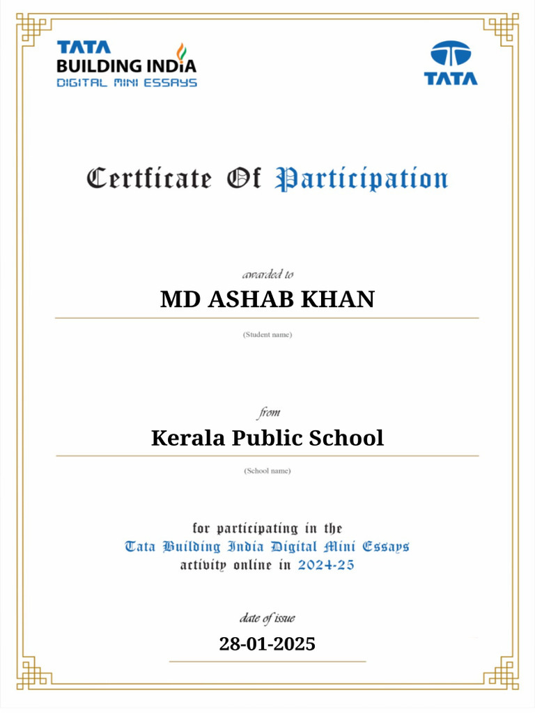 MD ASHAB KHAN - Certificate - of - Participation | PDF