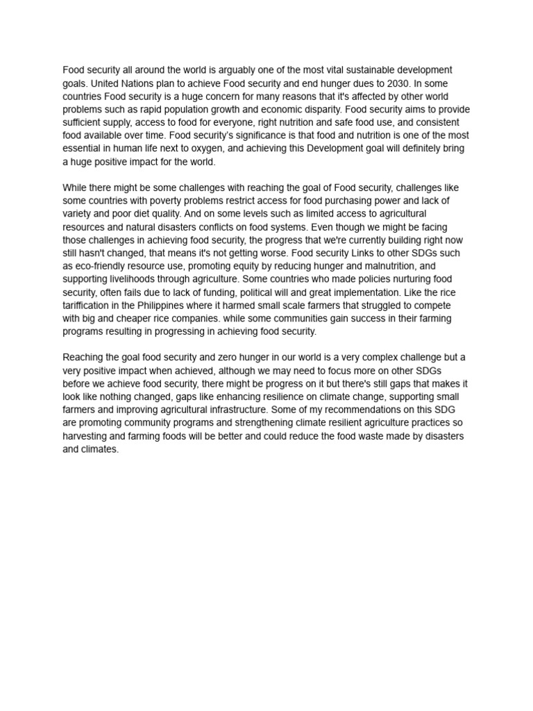 Global Food Security Challenges and Solutions | PDF
