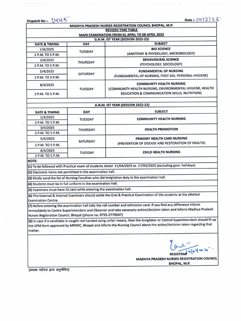 Time Table 2025 | PDF