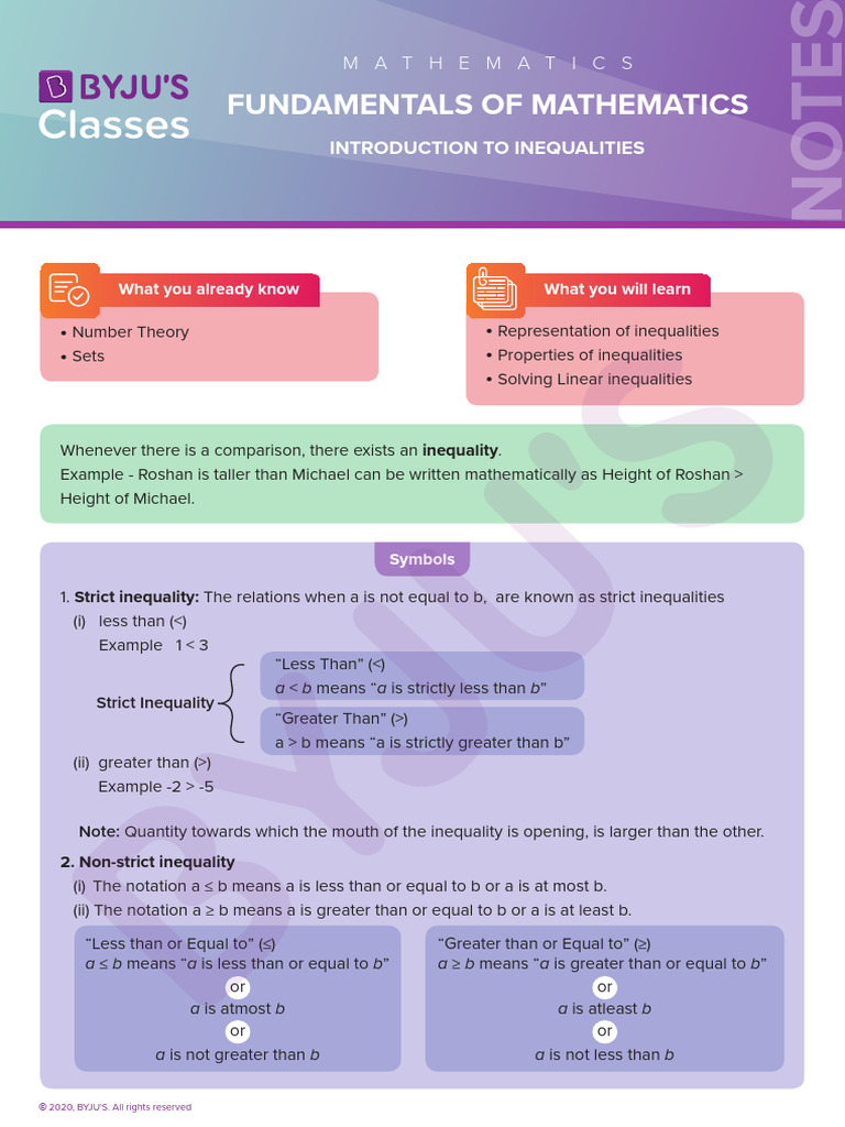 Introduction To Inequalities | PDF | Inequality (Mathematics ...