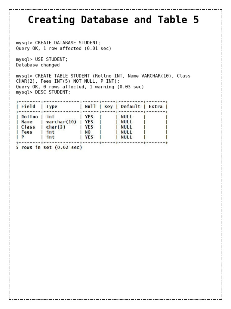 MySQL Database and Table Management Guide | PDF