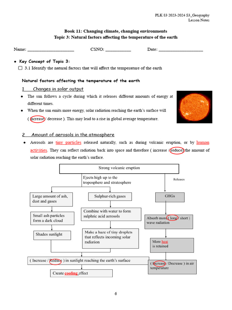 11.3 Global Climate Change Students Notes - ANS | PDF | Earth | Volcano