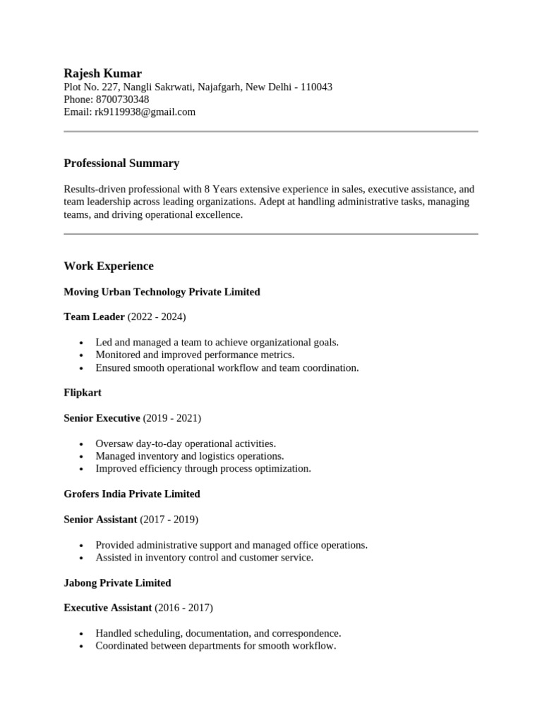 Rajesh Kumar CV | PDF