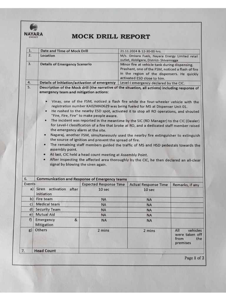 Mockdrill Report | PDF