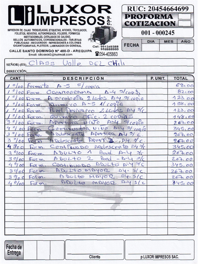 Proforma Class | PDF