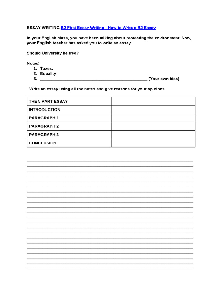 3 ESSAY WRITING B2 First Essay Writing - How To Write A B2 Essay | PDF ...