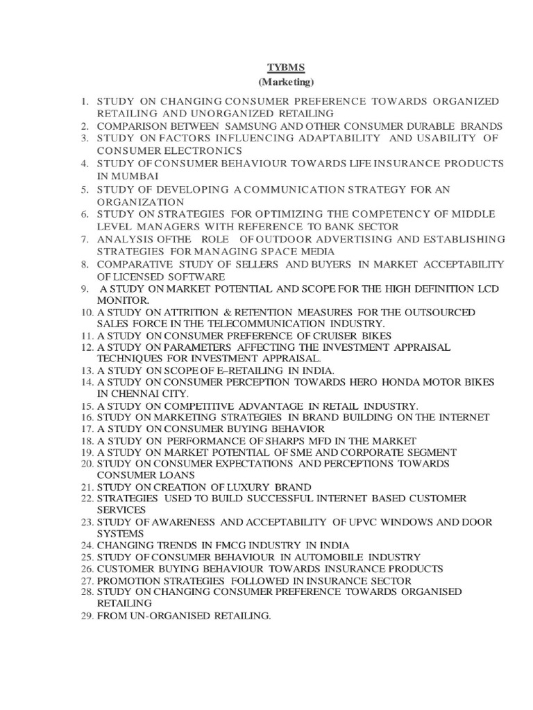 Tybms - Project Topics-1 | PDF