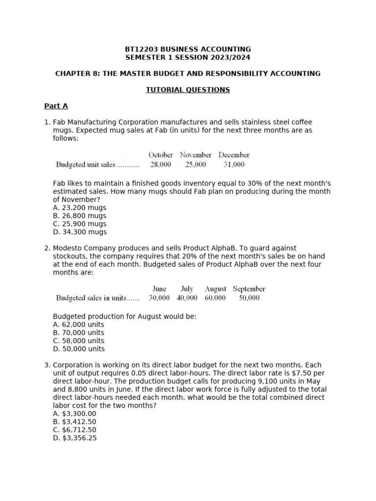 BT12203 - Tutorial Chapter 8 - 2324 | PDF | Inventory | Business Economics