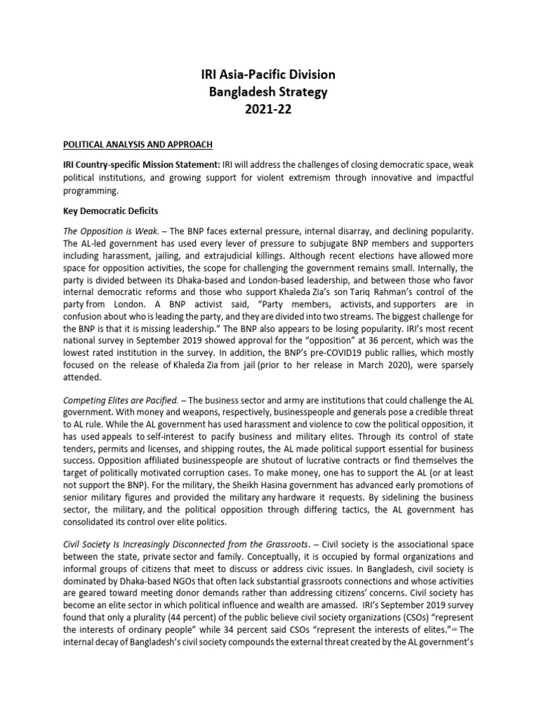 Bangladesh Country Strategy | PDF | Voter Turnout | Elections