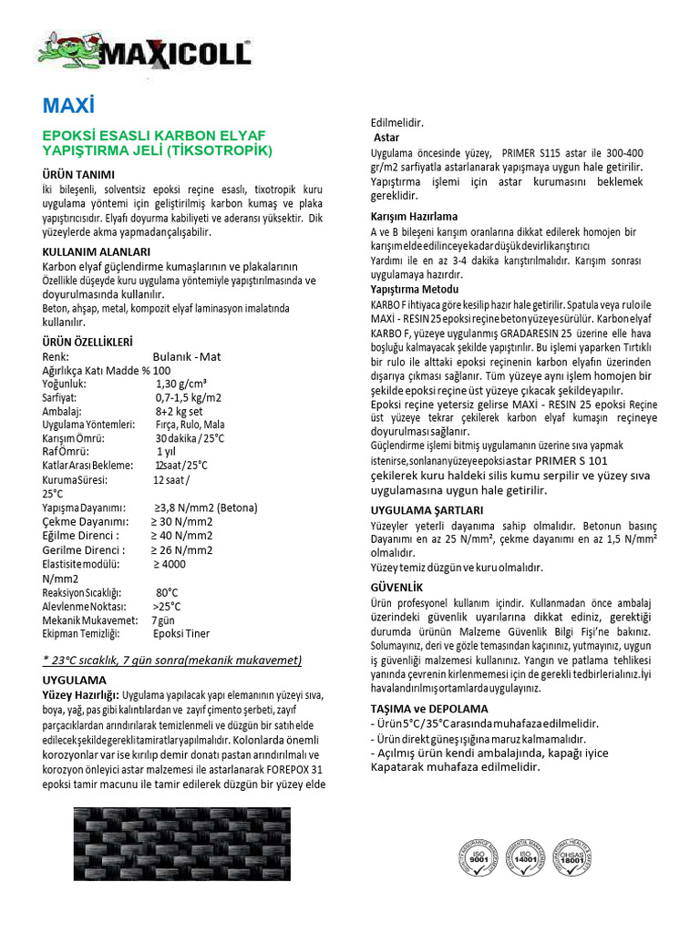 Maxi - Resin 25: Epoksi Esasli Karbon Elyaf Yapiştirma Jeli (Tiksotropik) | PDF