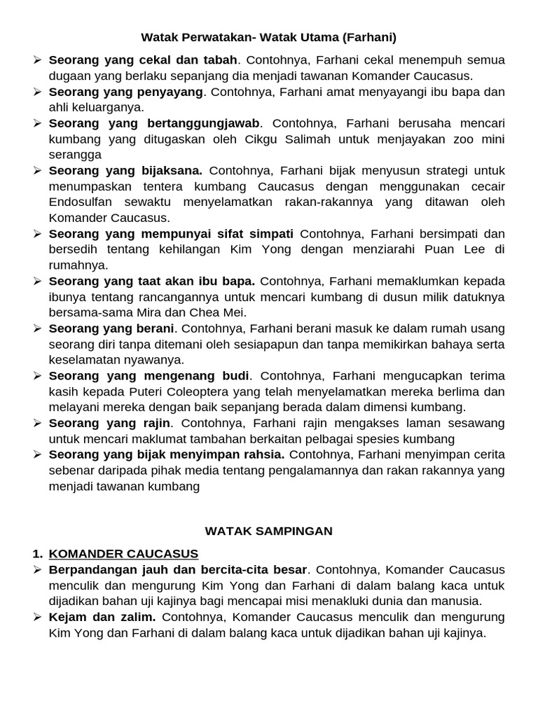 Watak Perwatakan Tawanan Komander Caucasus | PDF