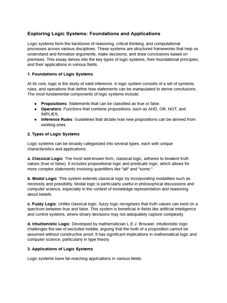 Logic Systems | PDF | Logic | Mathematical Logic