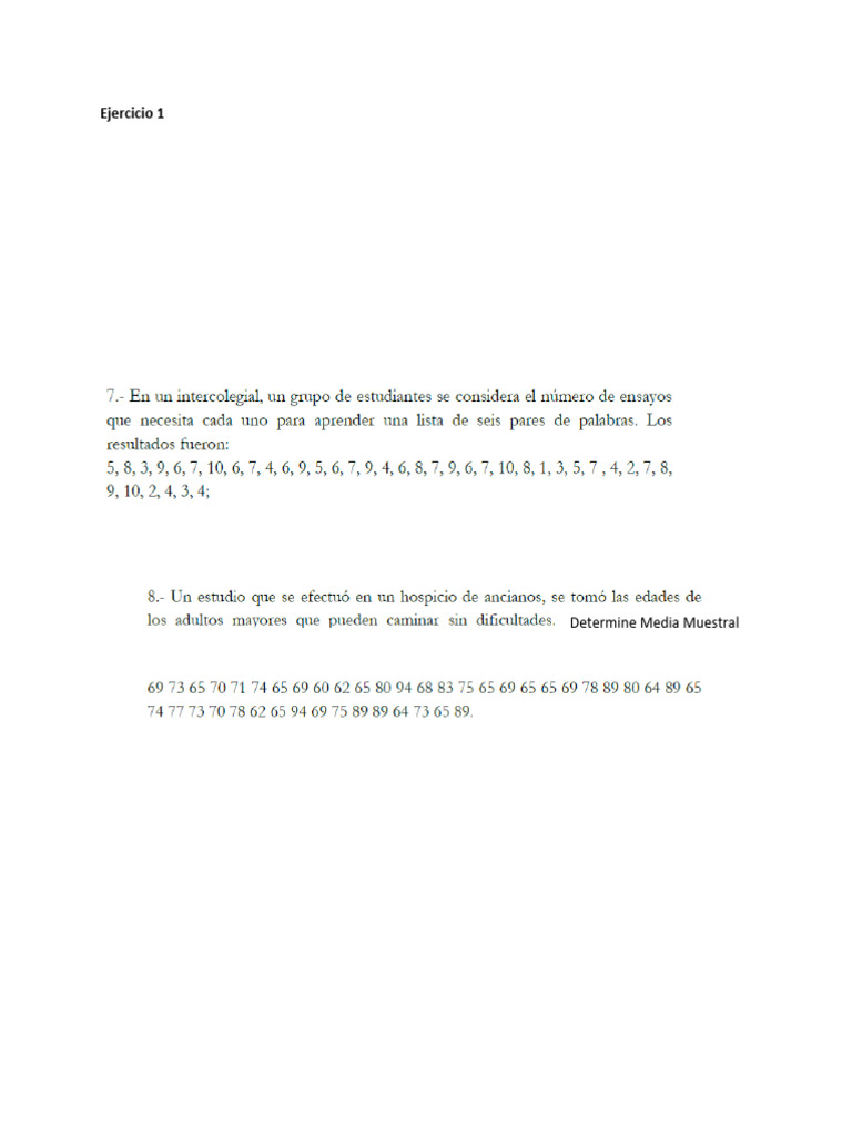 Ejercicios Media Muestral | PDF