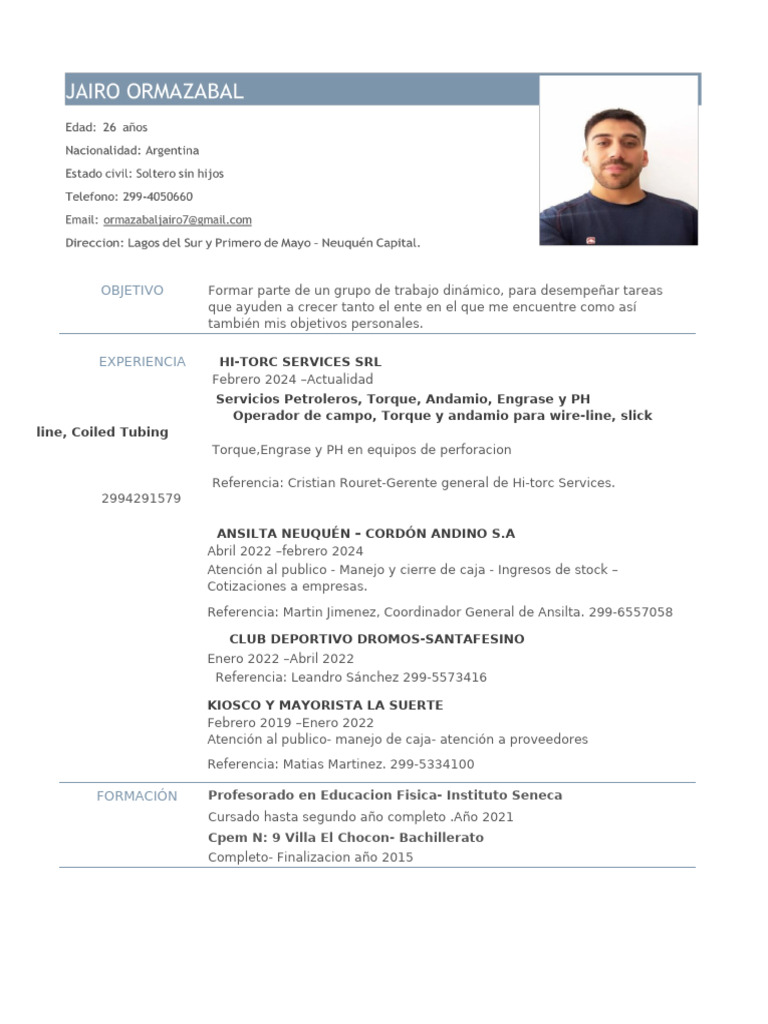 CV Jairo Ormazabal 2025 Word | PDF