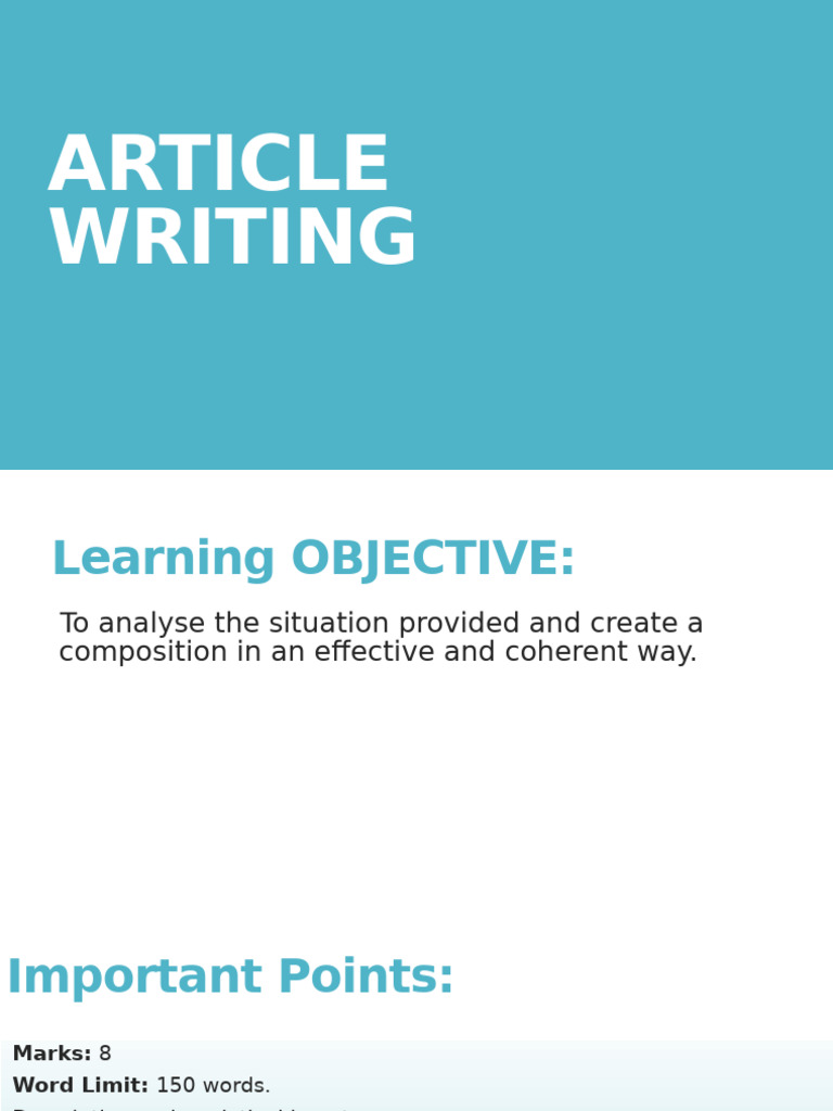 Article Writing Guide: Tips & Format | PDF | Discrimination | Word