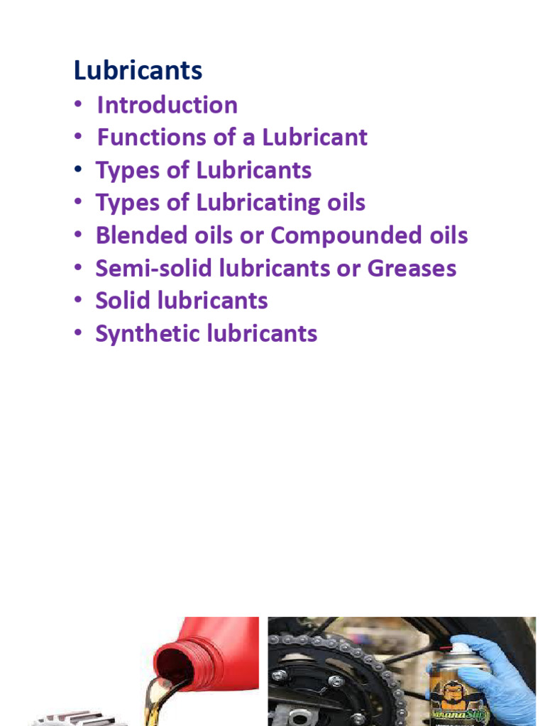 Types and Functions of Lubricants | PDF | Lubricant | Oil