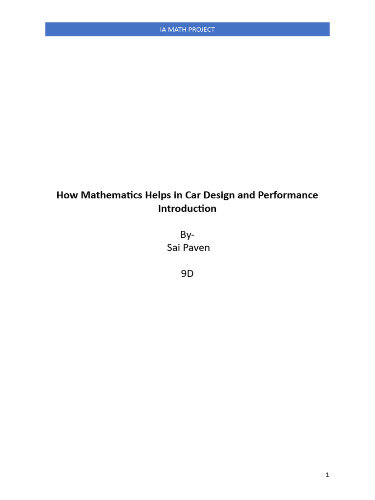 How Mathematics Works in Car Designing | PDF | Fuel Economy In ...