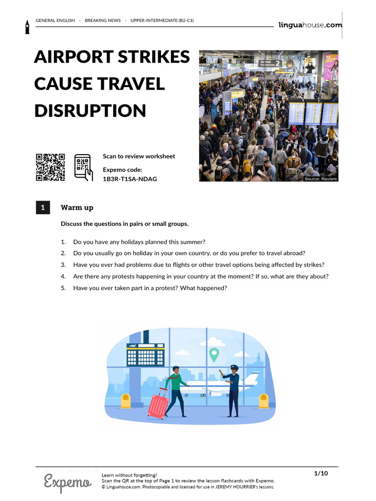 Airport Strikes Cause Travel Disruption British English Student | PDF ...