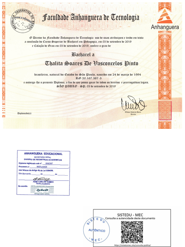 Diploma de Bacharel em Pedagogia 2019 | PDF