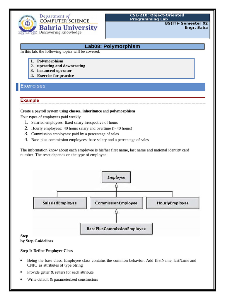 OOP Lab 08 20112024 104001am | PDF | Constructor (Object Oriented Programming) | Programming