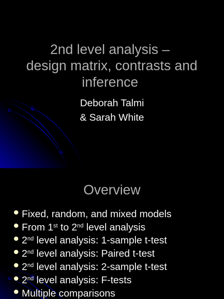 SPM 2nd Level Analysis | PDF | Student's T Test | Dependent And ...