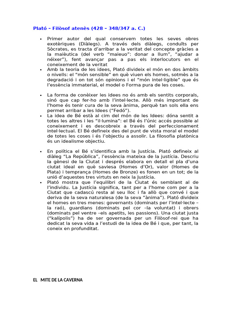 Plato. Mite Caverna I Carro Alat | PDF
