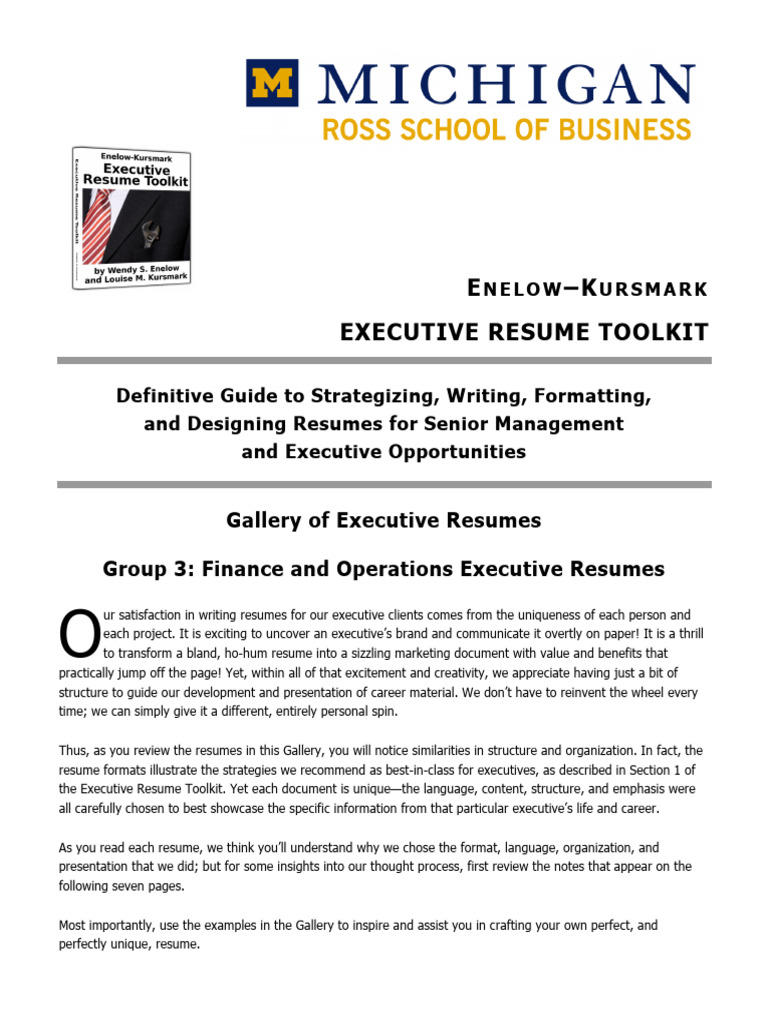 Roup 3 - Finance and Operations Executive Resumes | PDF | Chief ...