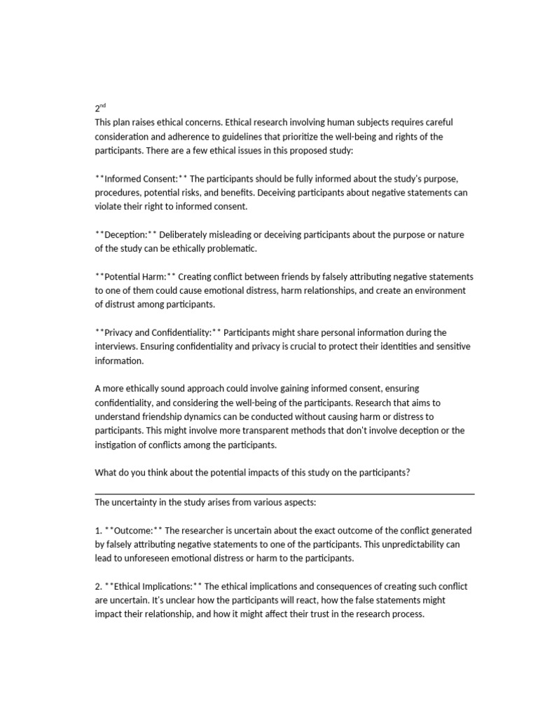 assignment of ethical concern | PDF | Informed Consent | Survey Methodology