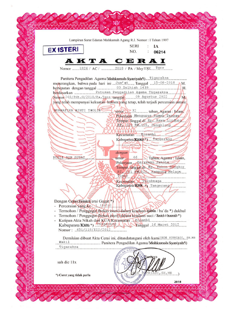 Akte Cerai Nurhatika | PDF