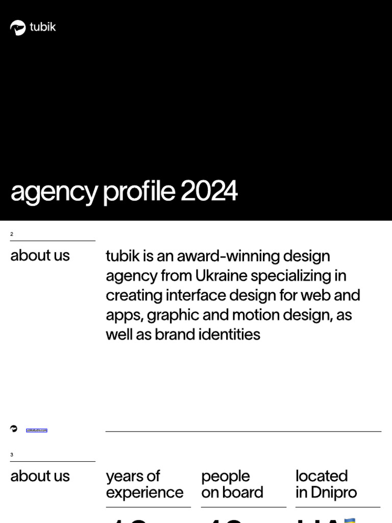 659fe98ae2d1442ed171f23a Tubik Agency Profile 2024 | PDF | Web Design ...