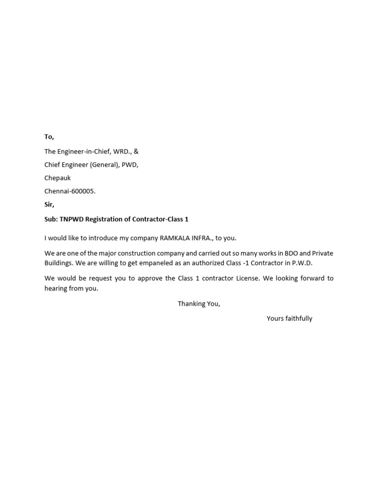 Request Letter For PWD Ramkala Infra | PDF
