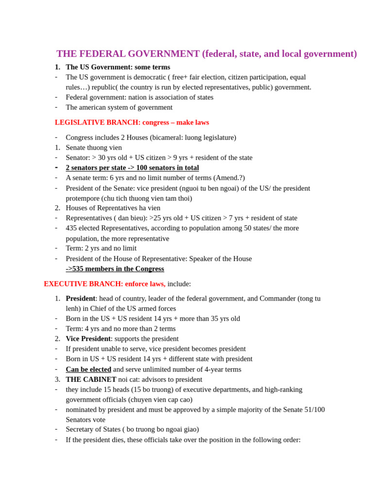 THE FEDERAL GOVERNMENT | PDF | American Government | Presidents Of The ...