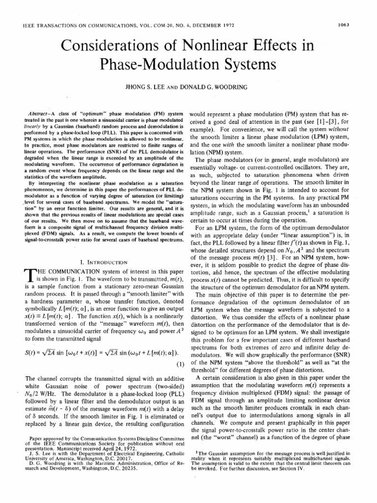 Considerations of Nonlinear Effects in Phase-Modulation Systems | PDF | Modulation | Phase (Waves)