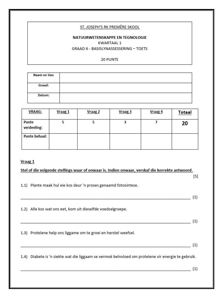 NW en Teg Basislynassessering Gr6 2025 | PDF