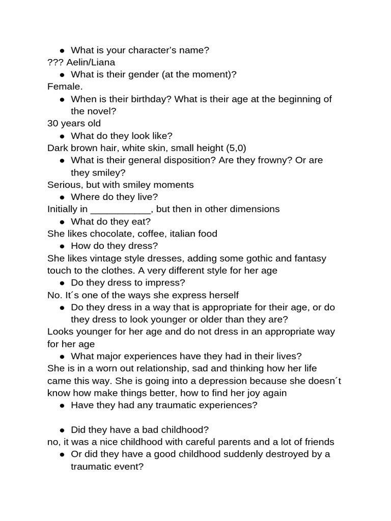 What Is Your Character's Name | PDF