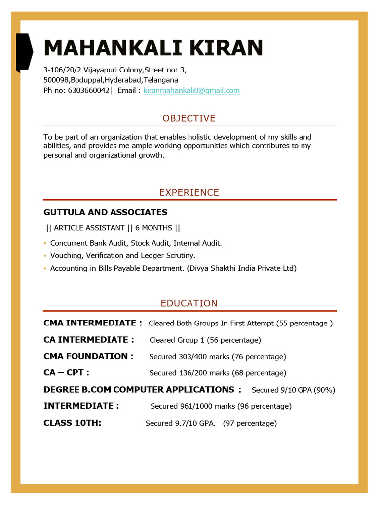 Resume Kiran M New1 | PDF