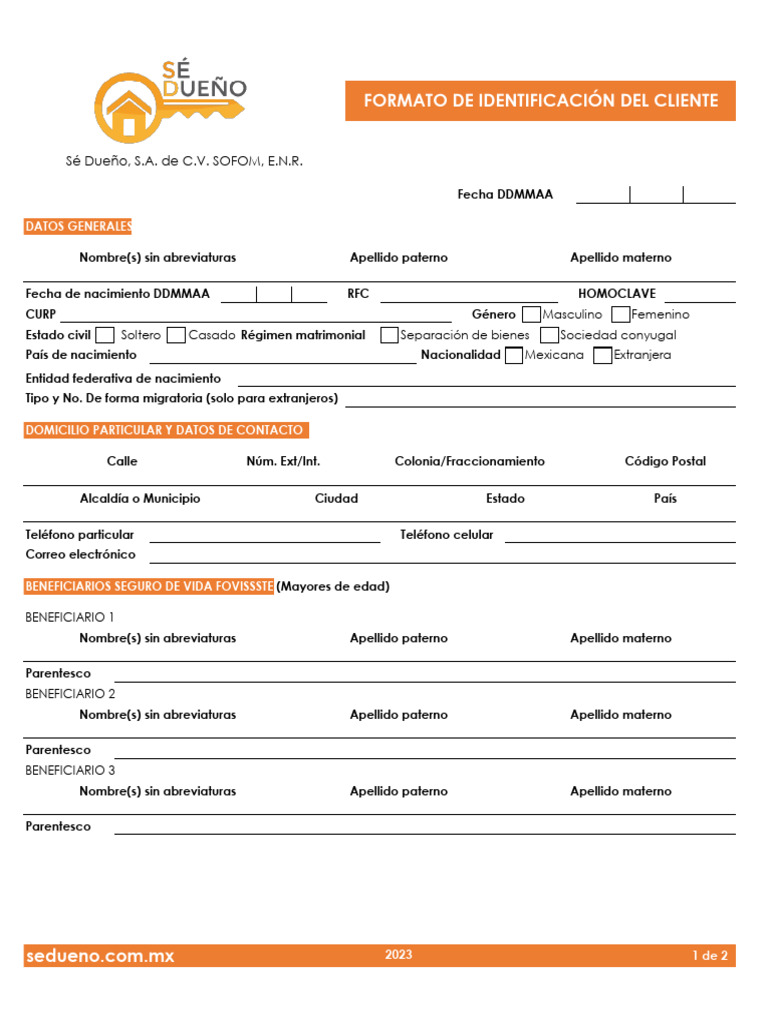 Formato de Identificación Del Cliente 2023 | PDF