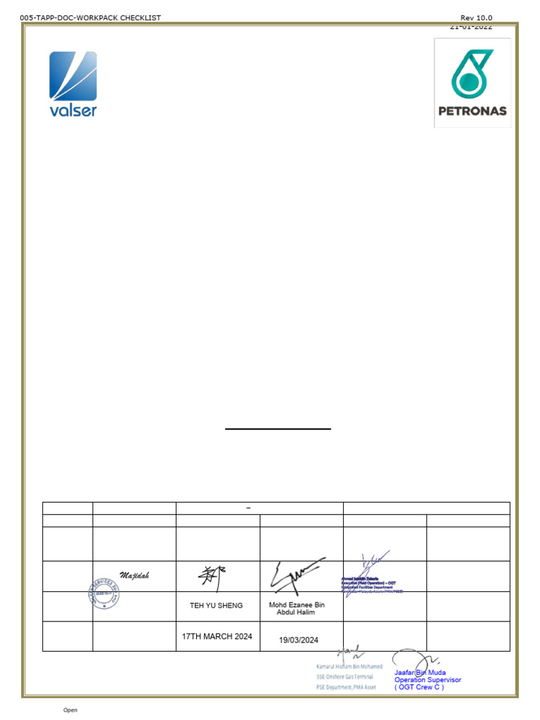 OGT Valve Inspection Checklist | PDF | Personal Protective Equipment ...