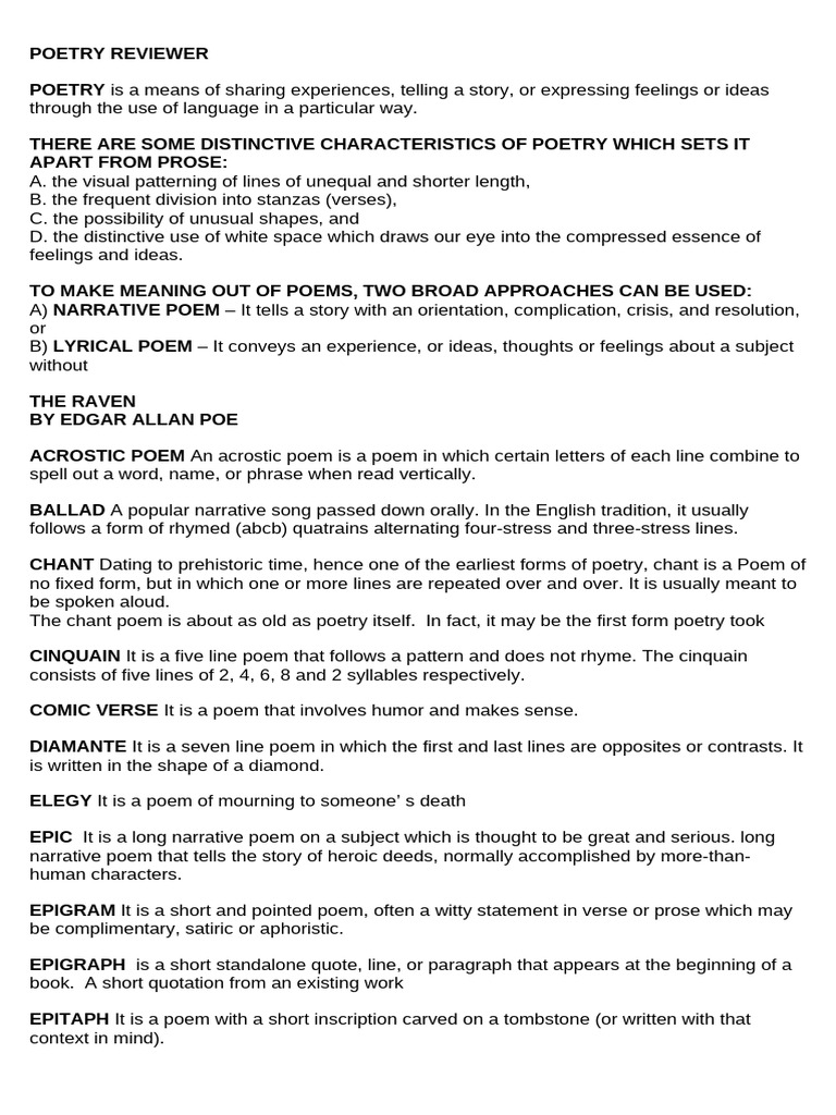 Poetry Reviewer CNF 2 | PDF | Poetry | Poetic Devices