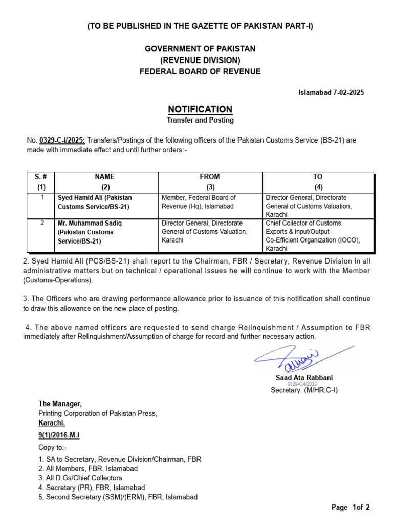 Notification | PDF | Pakistan | Government Of Pakistan