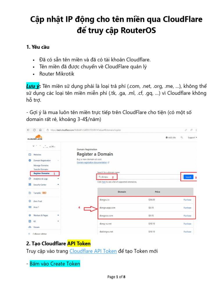 CloudFlare DDNS Update Script For RouterOS V1.0-Manual Record ID | PDF