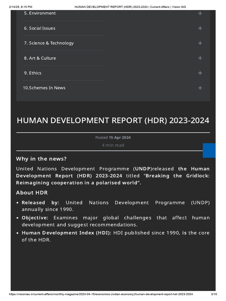 HDR 2023-2024: Key Findings and Insights | PDF | Human Development ...