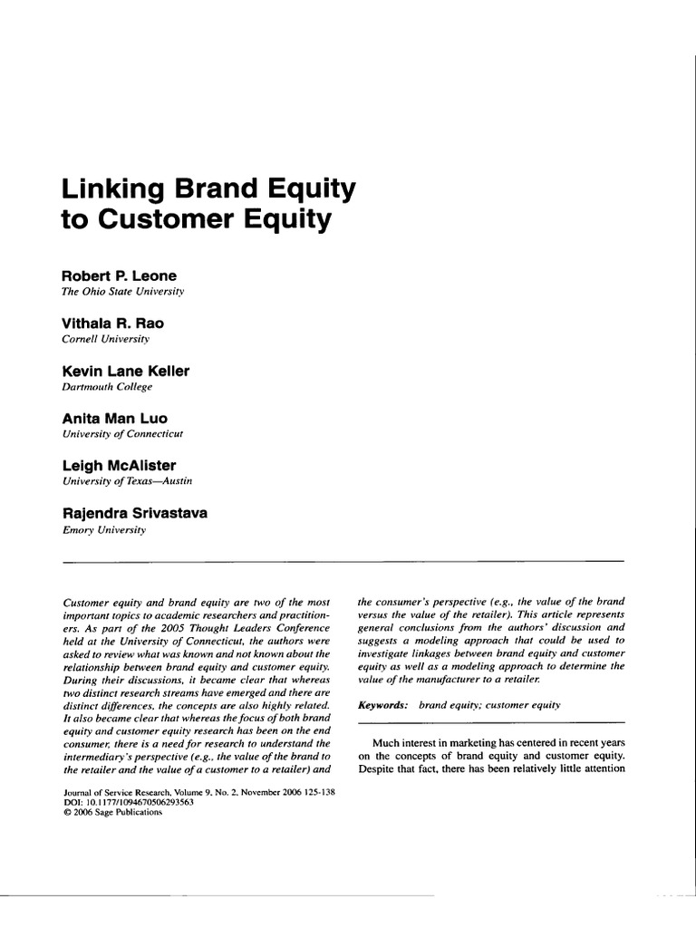 2c Linking Brand Equity PQ | PDF