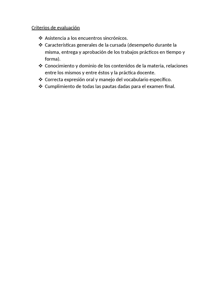 Criterios de Evaluacion | PDF